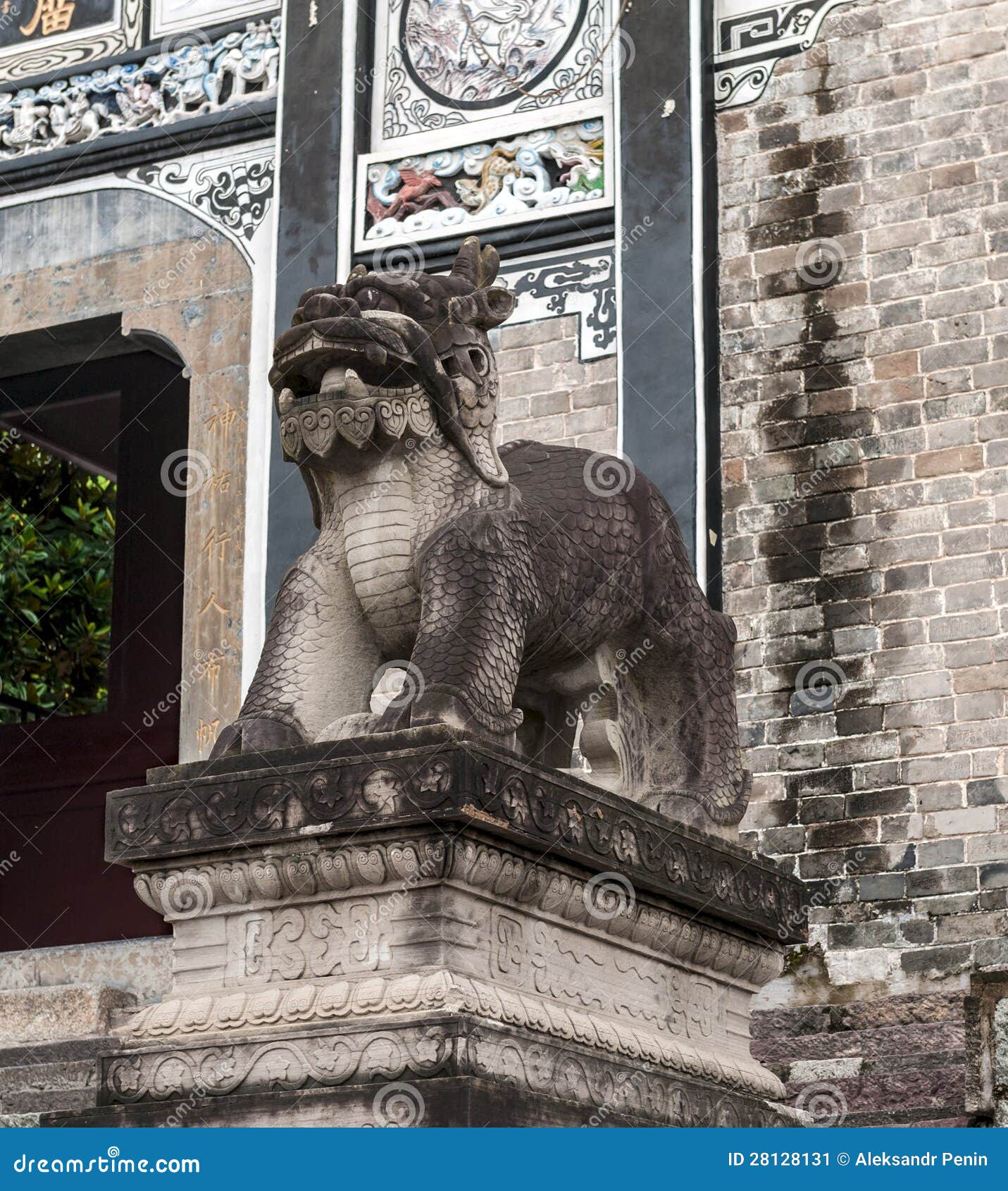Chinese stone statue stock image. Image of fretted, decoration - 28128131