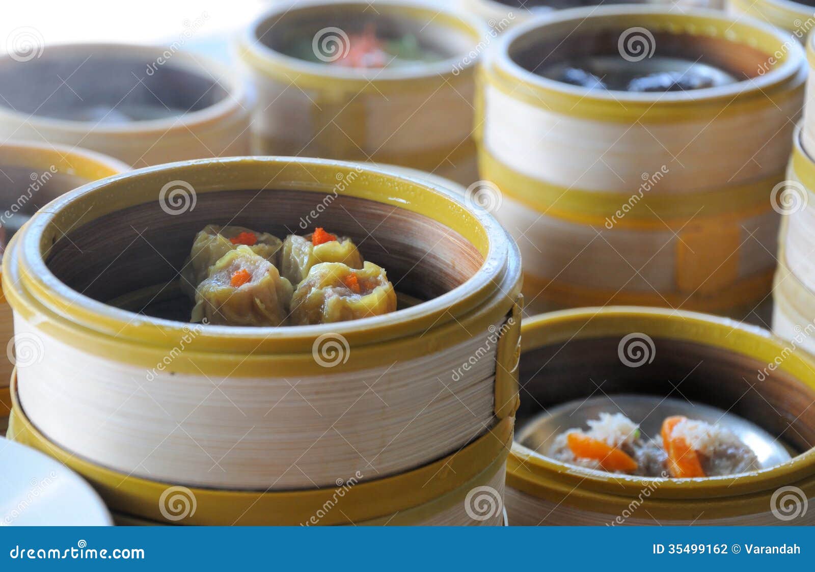Chinese Streamed Dim Sum in Bamboo Basket Stock Photo - Image of snack ...