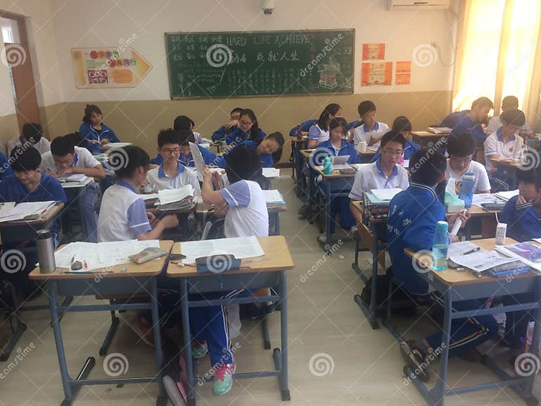Chinese students editorial stock image. Image of desks - 92633414