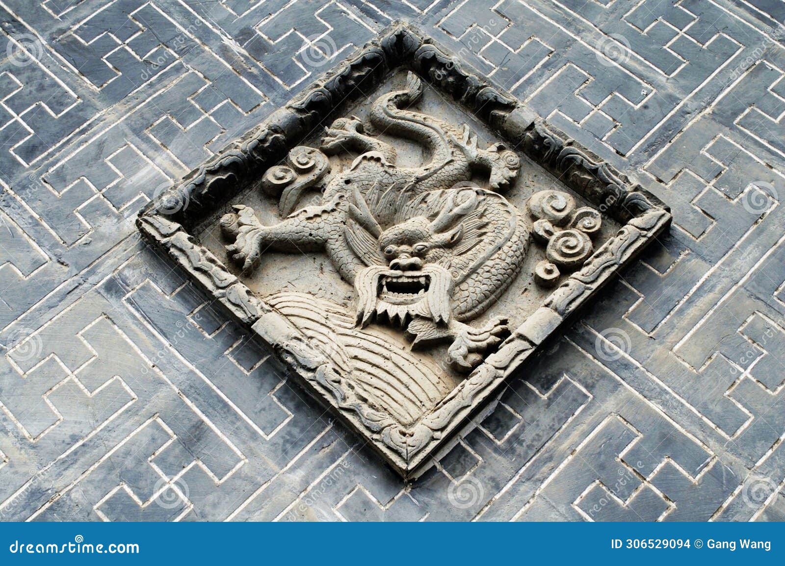 Chinese Style Brick Masonry Art Editorial Stock Image - Image of drgon ...