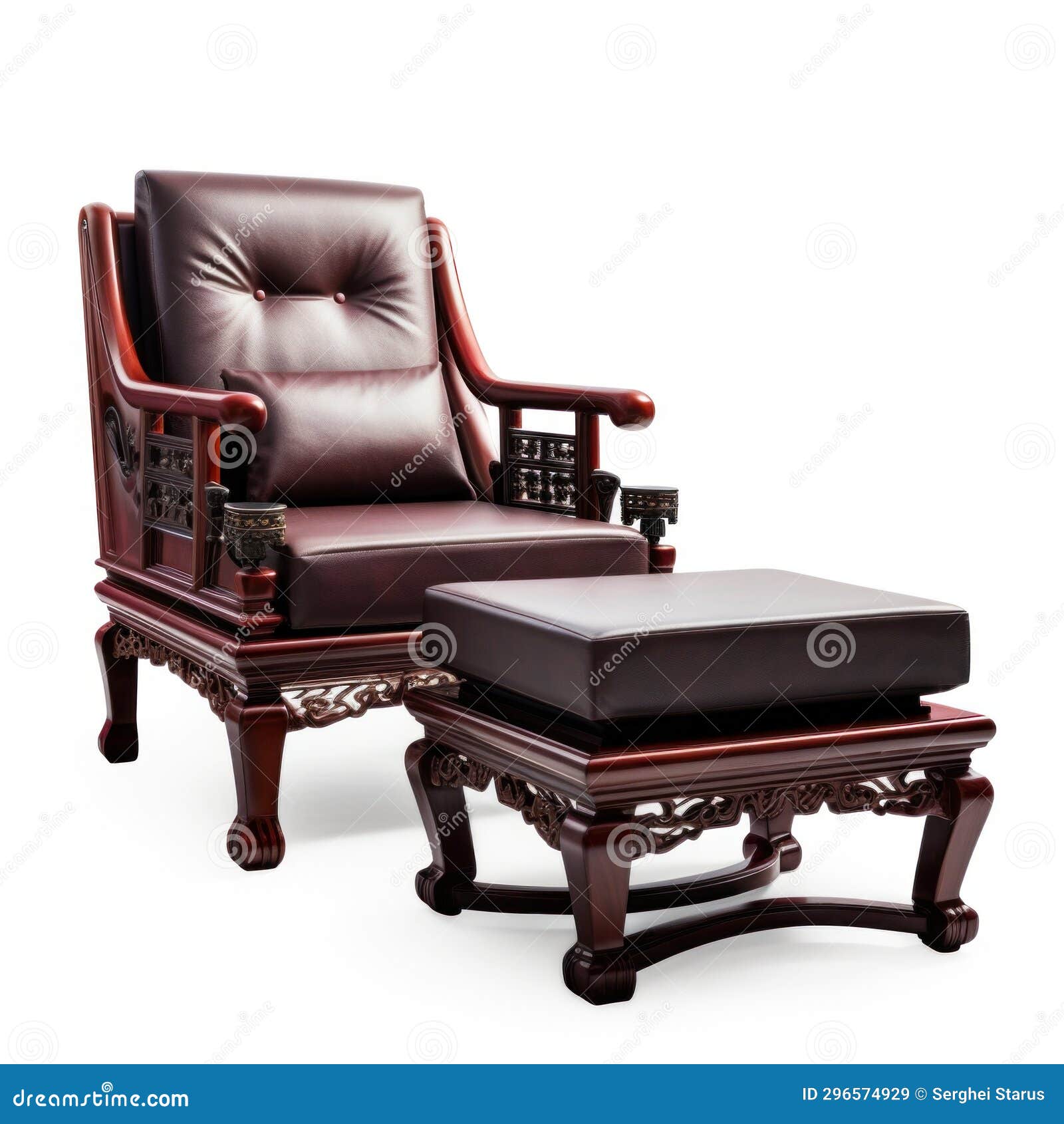 A Chinese Style Chair and Ottoman, AI Stock Image - Image of empty ...