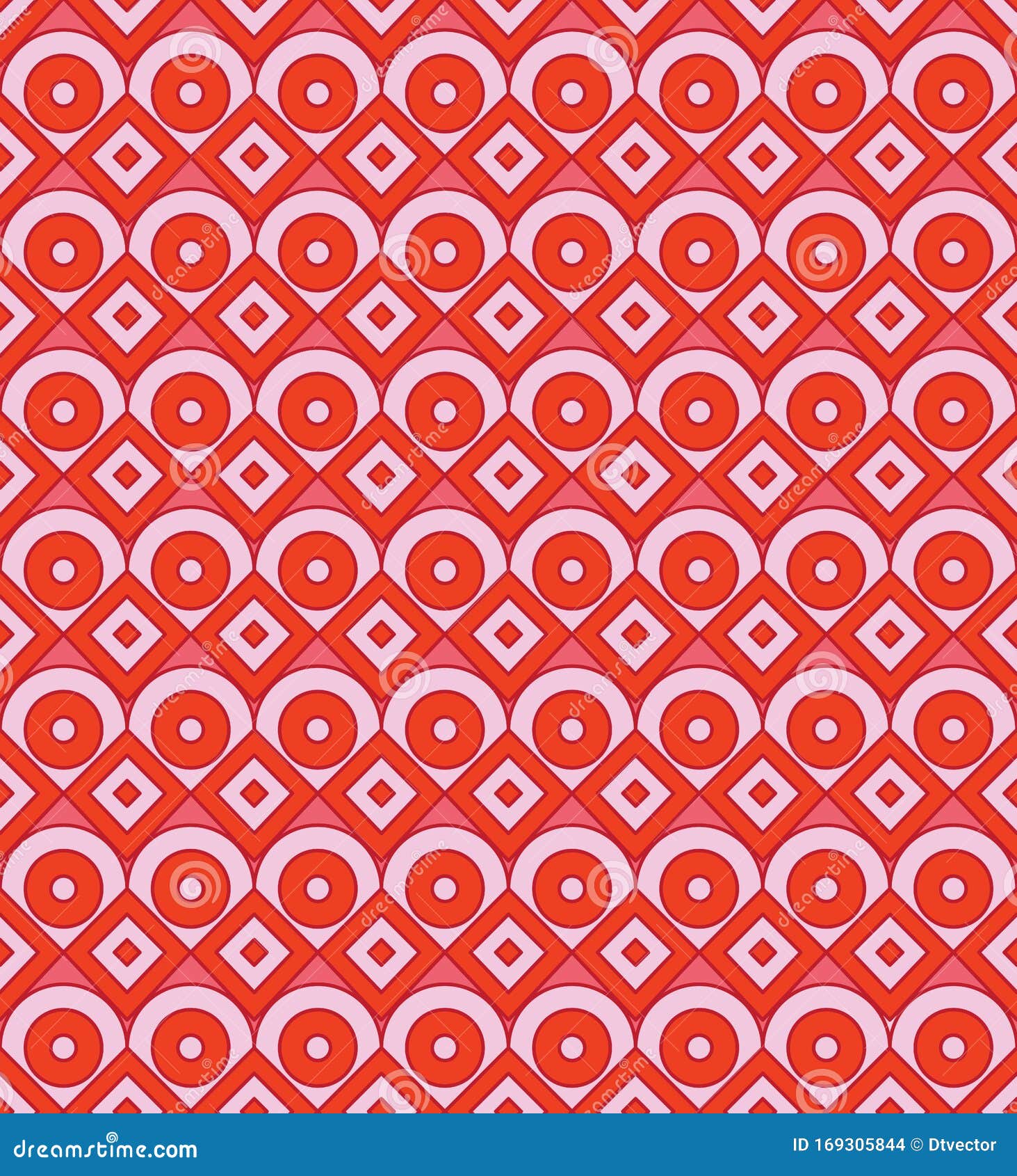 Chinese Style Circle Diamond Half Symmetry Seamless Pattern Stock ...