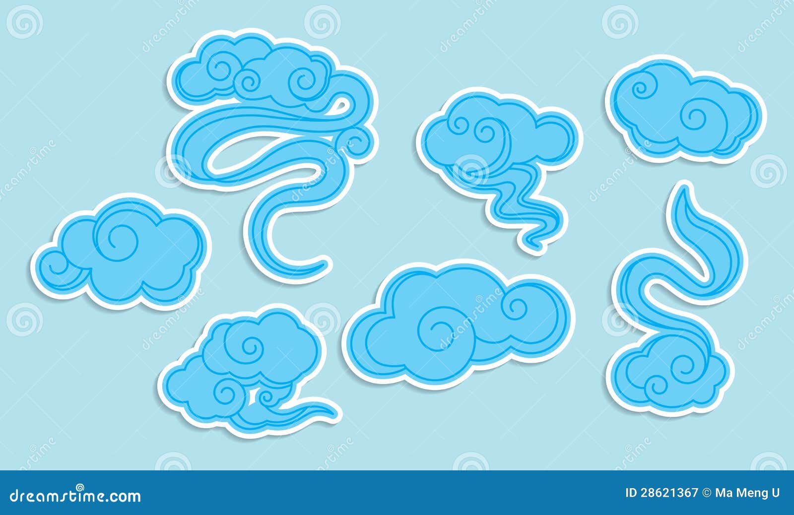 Chinese Style Cloud Illustrations Set Stock Vector - Illustration of ...