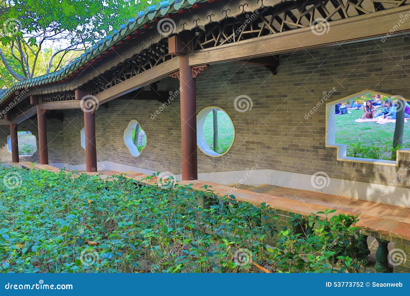 Chinese Style Corridor in a Garden Editorial Photography - Image of ...