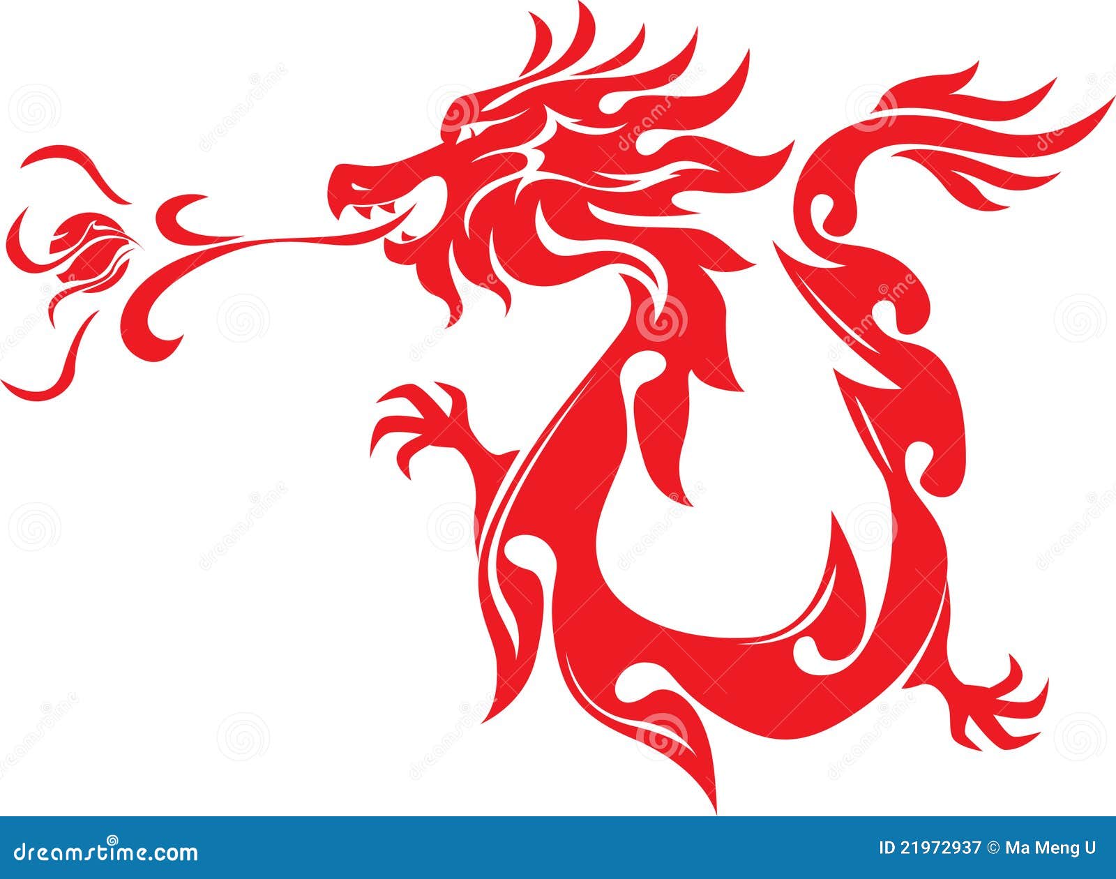Chinese Style Dragon Breathing Fire Ball Art Stock Vector ...