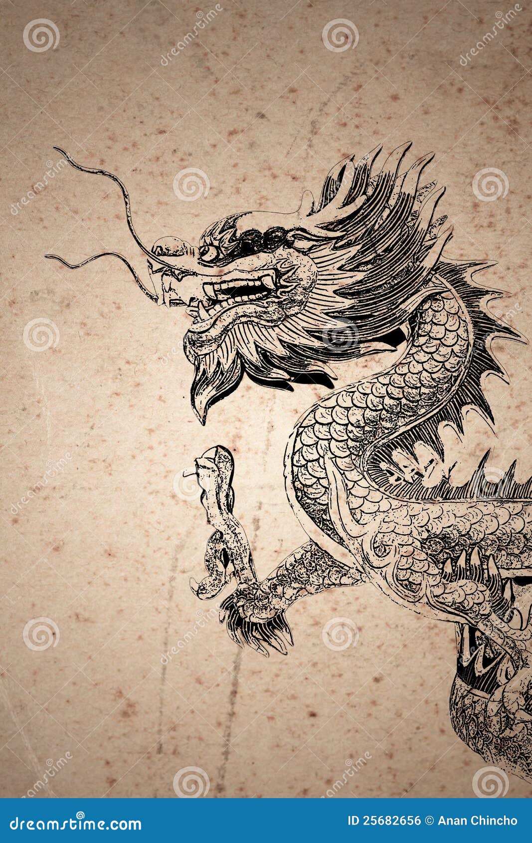 Chinese Style Dragon Drawing Stock Illustration - Illustration of ...