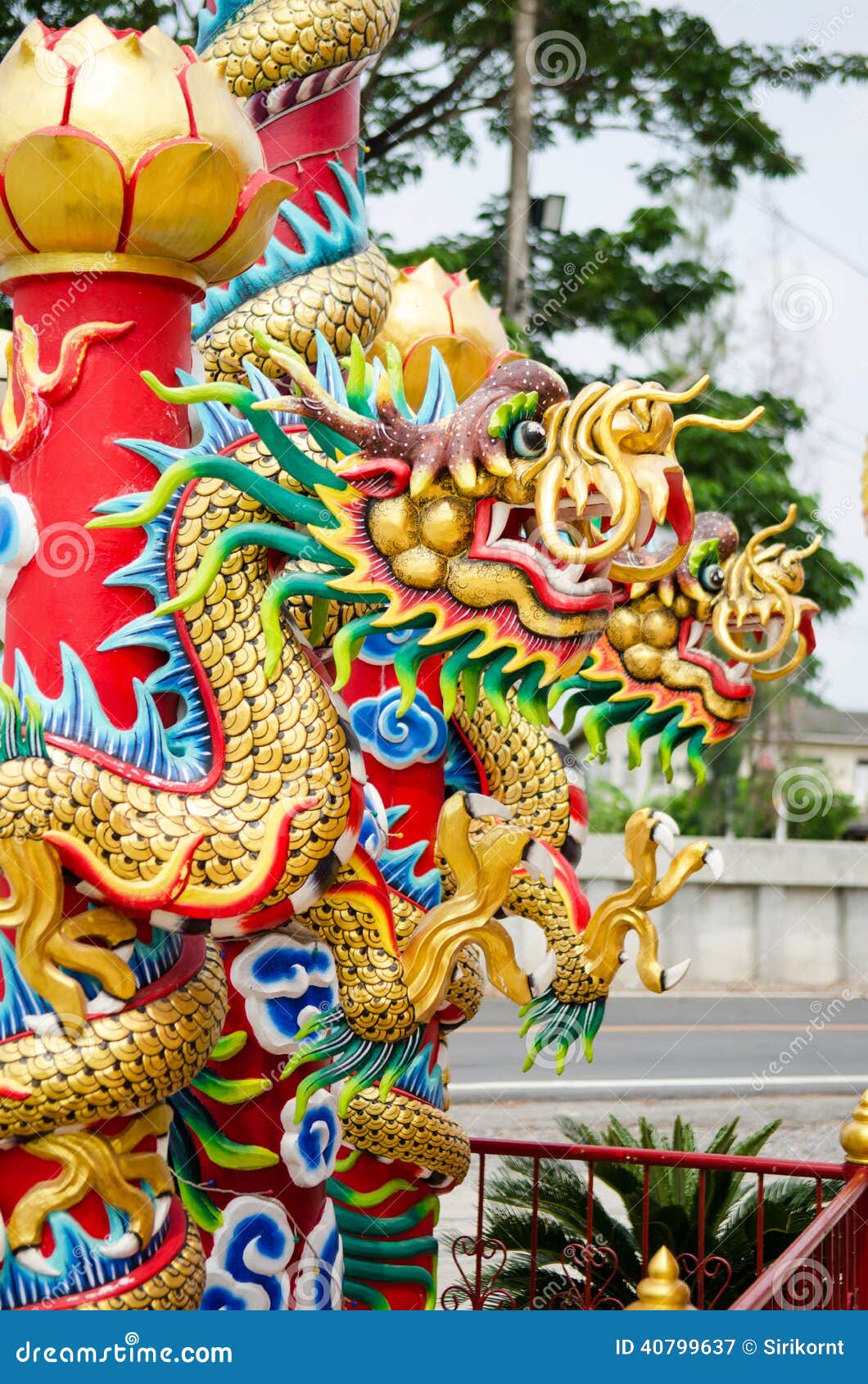 Chinese Style Dragon Statue in Temple Stock Image - Image of power ...