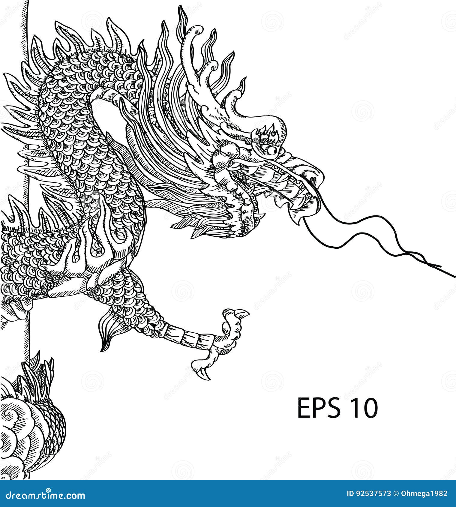 Chinese Statue Of The Dragon Guardian. Foo Dog. Asia. Watercolor. China ...