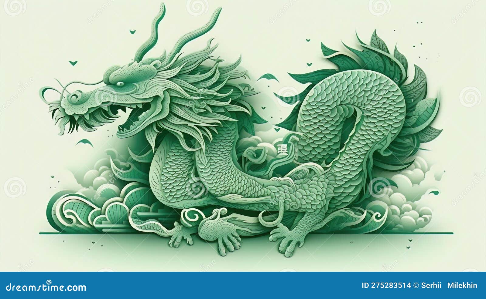 Chinese style green dragon stock illustration. Illustration of ...