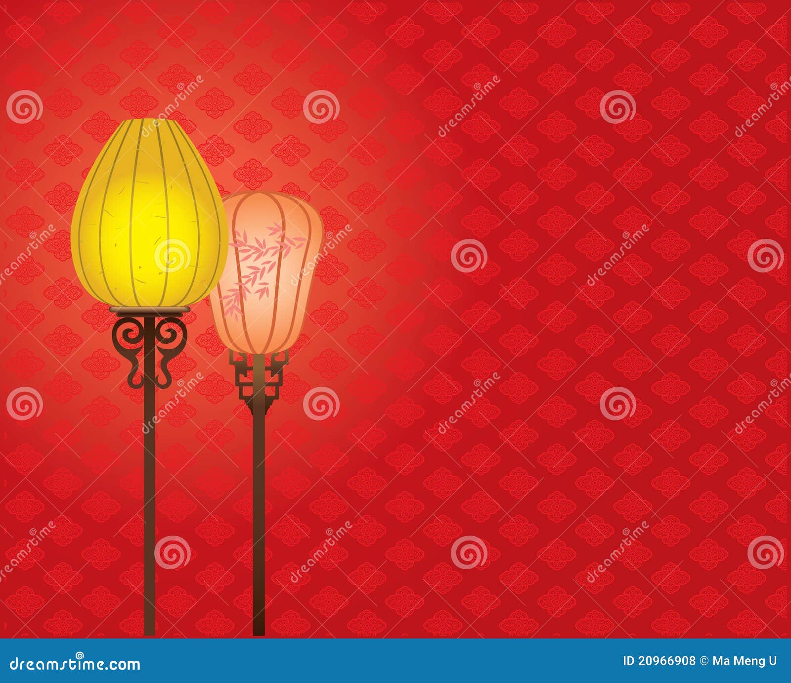 Chinese Style Lamp on Red Pattern Background Stock Vector ...
