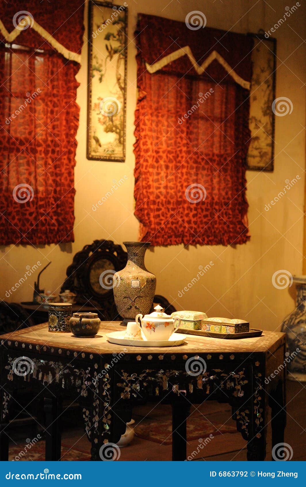 Chinese style living room stock photo. Image of asia, living - 6863792