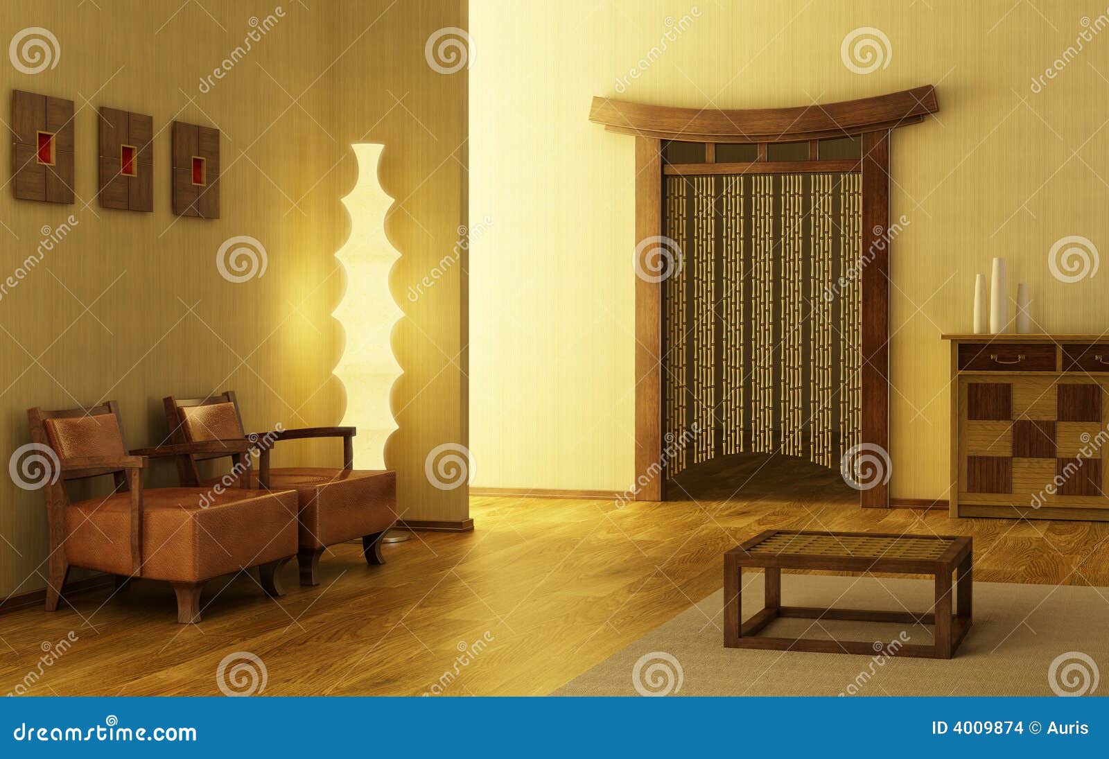 Chinese style lounge room stock illustration. Illustration of easy ...