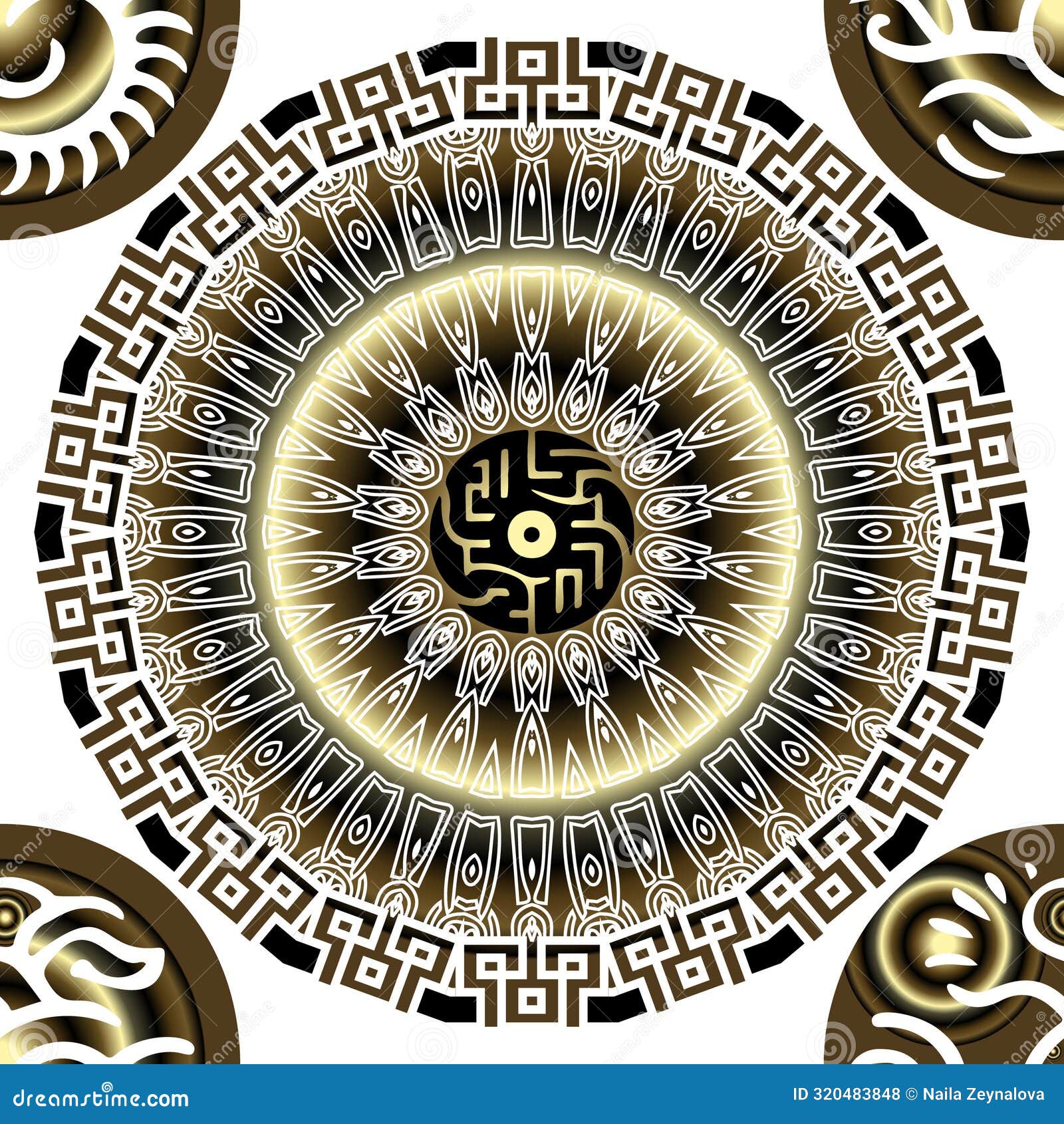 Chinese Style Mandalas Seamless Pattern with Traditional Meanders ...