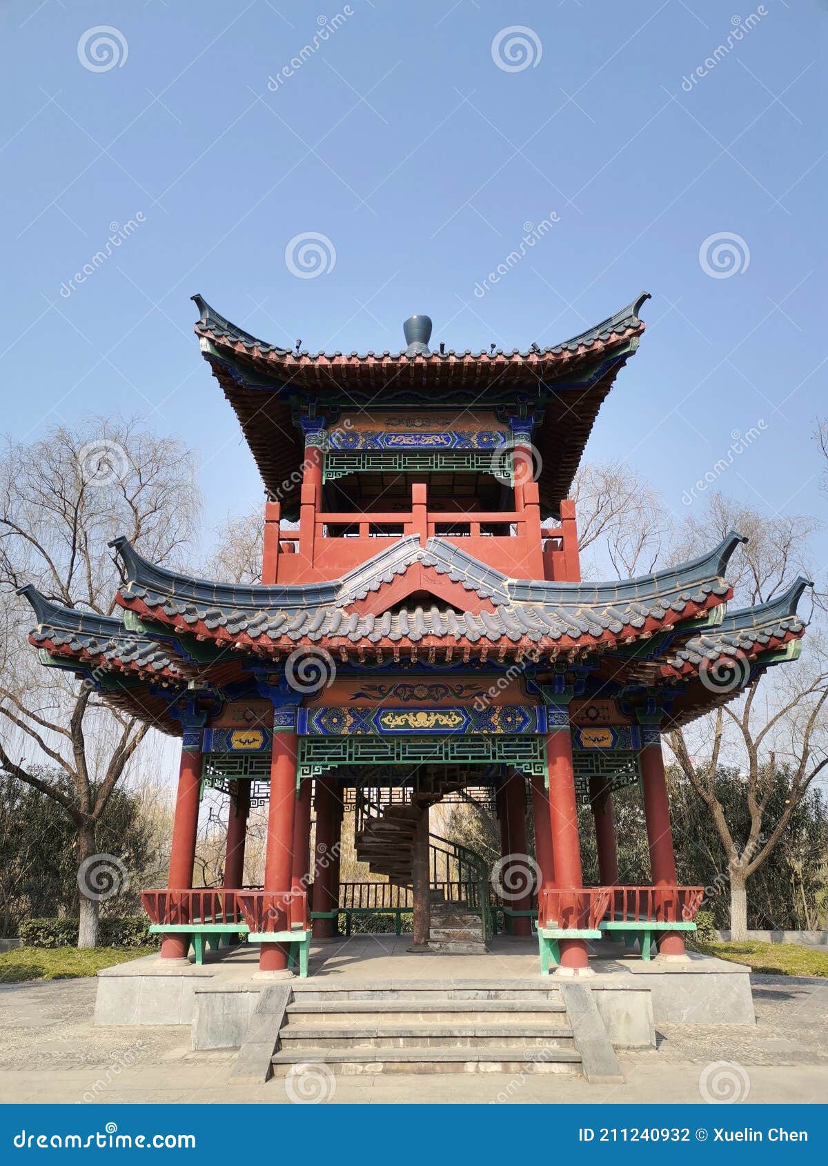 Chinese Style Pavilion Under the Blue Sky Stock Photo - Image of ...