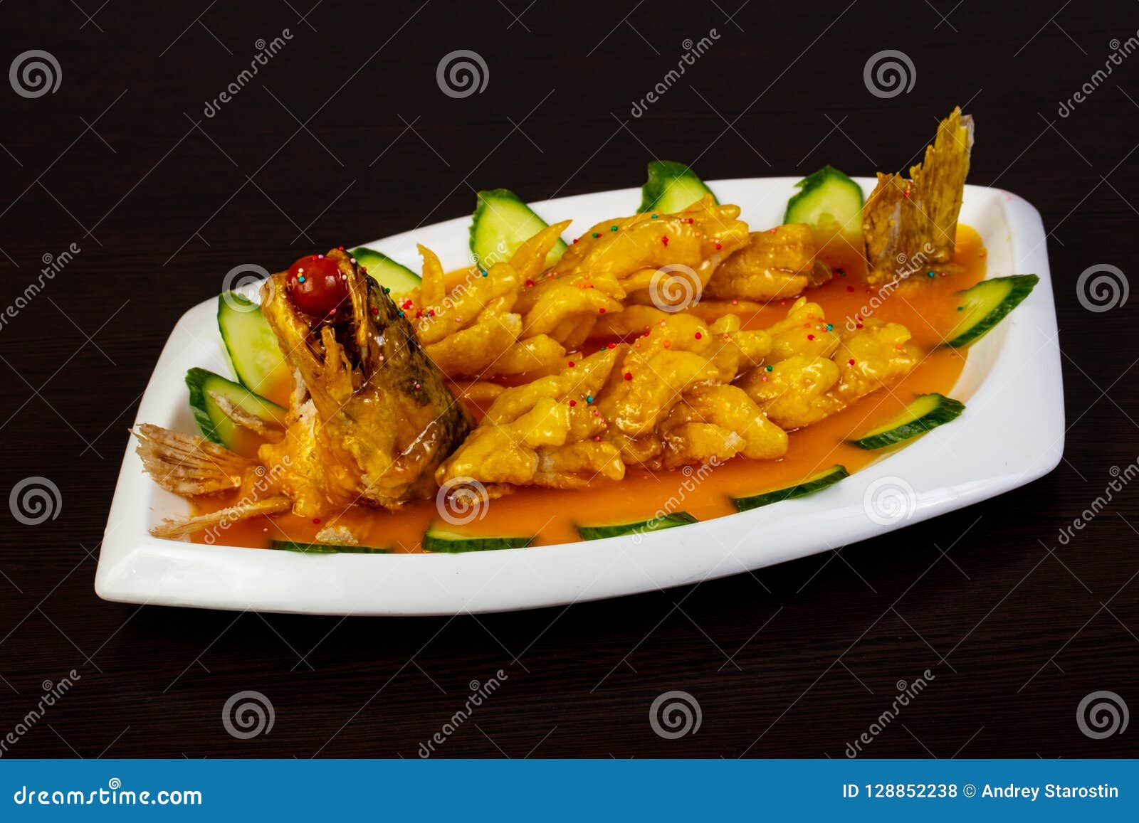 Chinese style pike perch stock photo. Image of meal - 128852238
