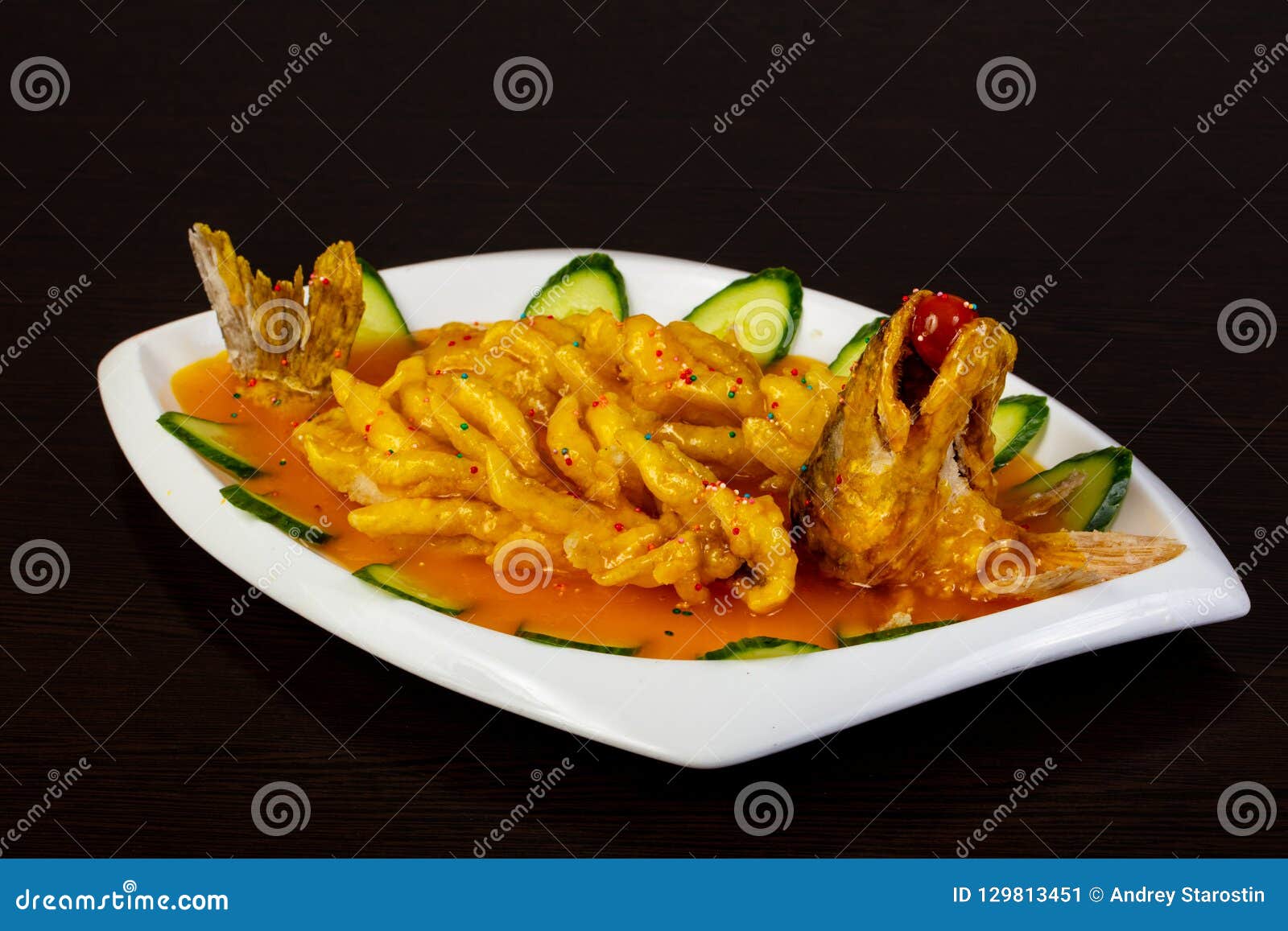 Chinese style pike perch stock image. Image of roasted - 129813451