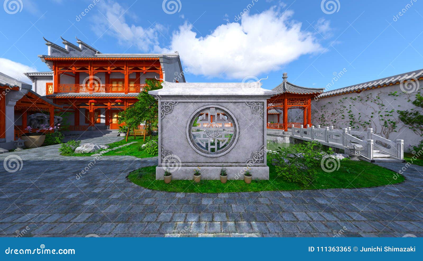 Chinese Style Residence and Courtyard Stock Image - Image of residence ...