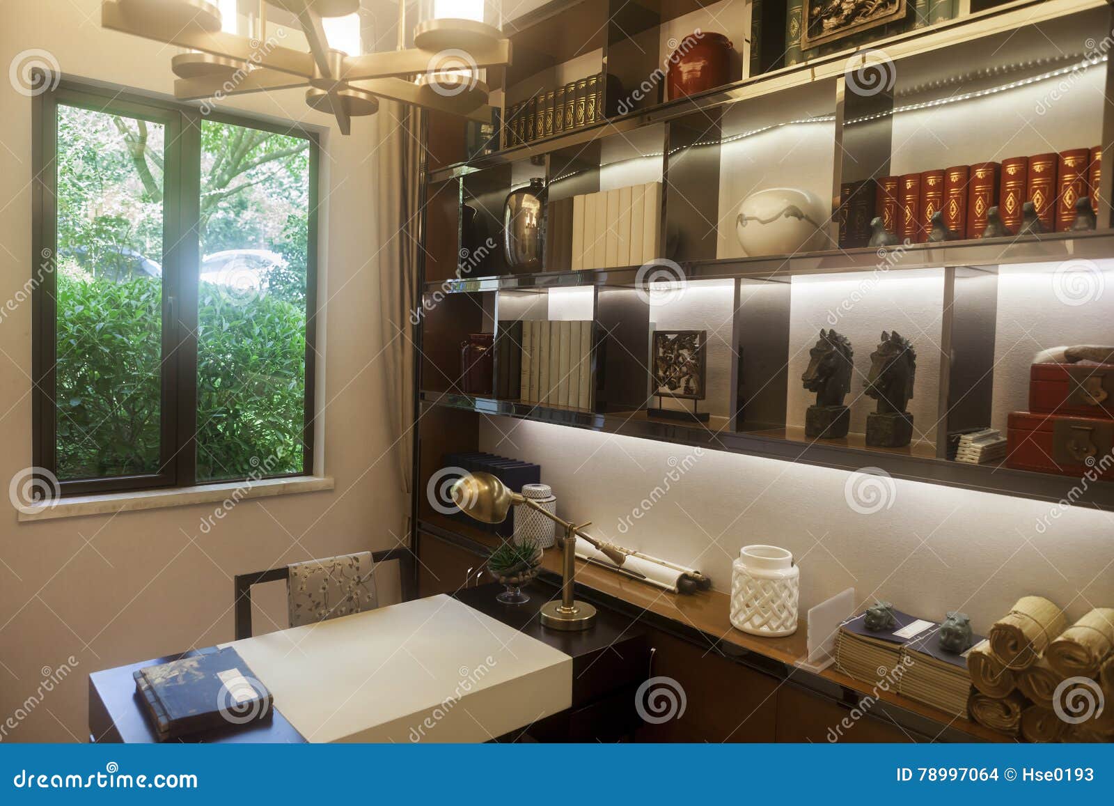 A Chinese-style study room stock photo. Image of office - 78997064