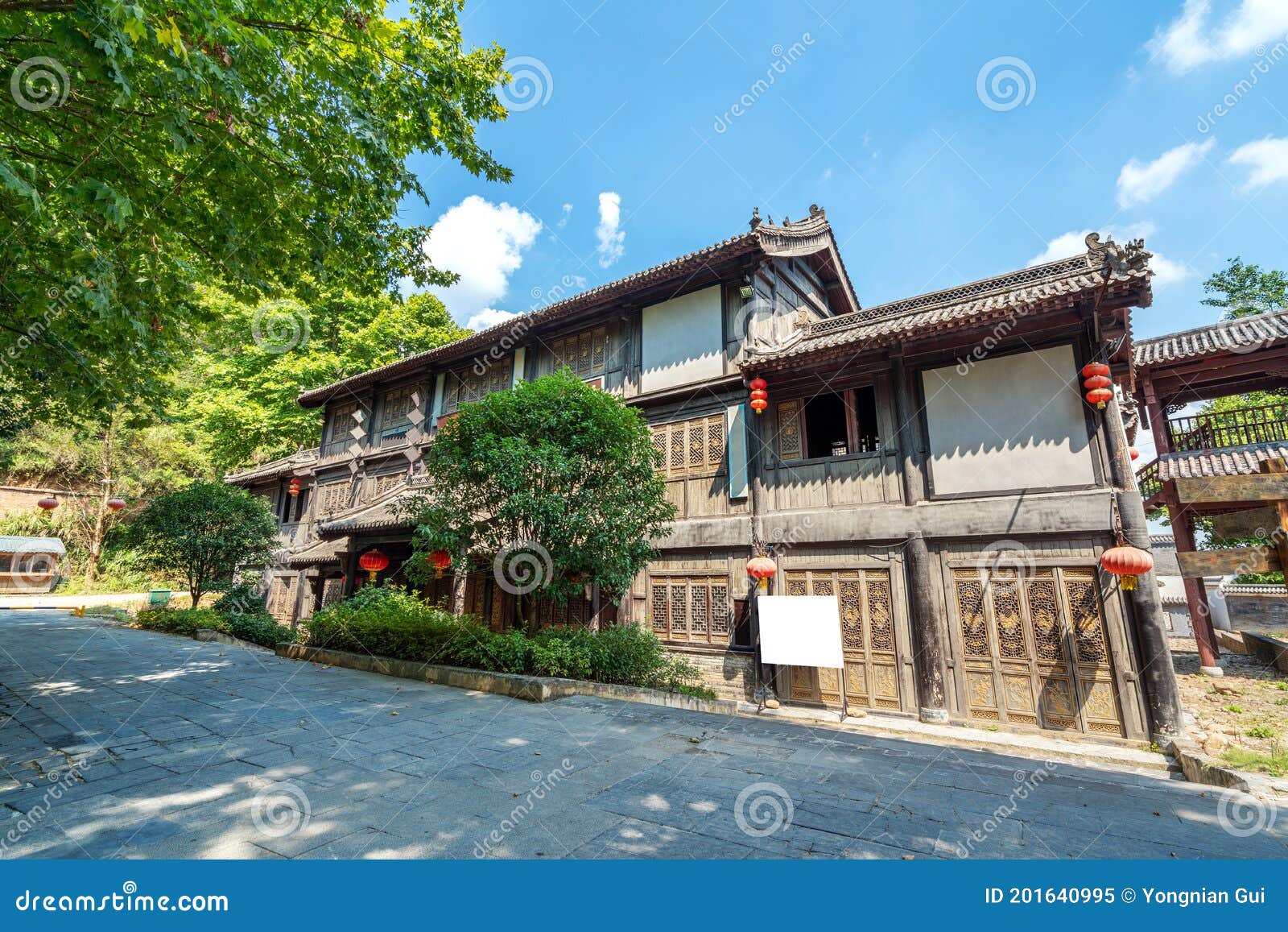 Street View of Chinese Traditional Wooden Buildings Stock Image - Image ...