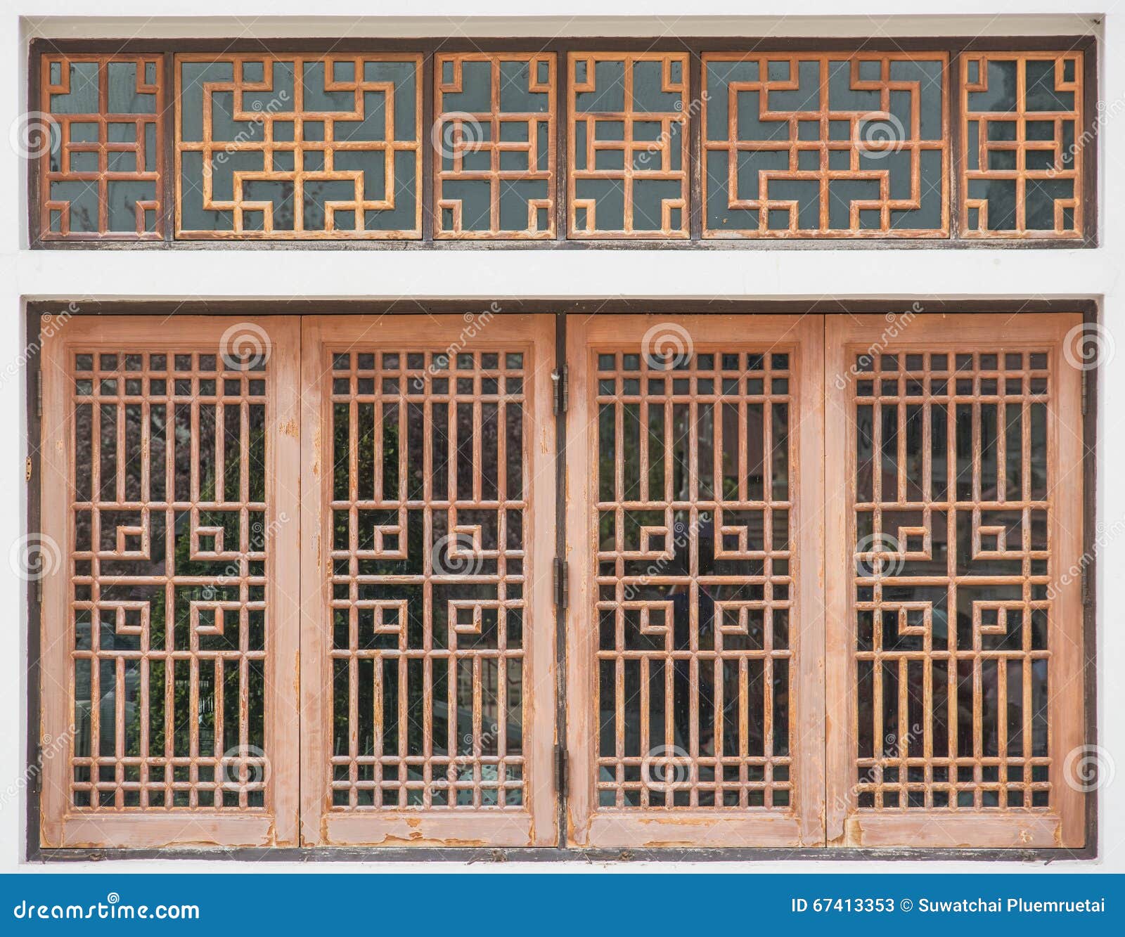 Chinese Style Wooden Window Stock Image - Image of head, texture: 67413353