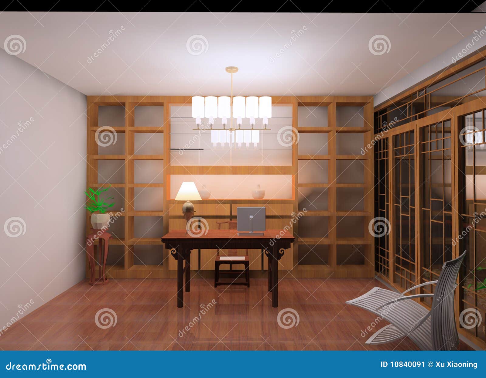 Chinese style workroom stock illustration. Illustration of wallpaper ...