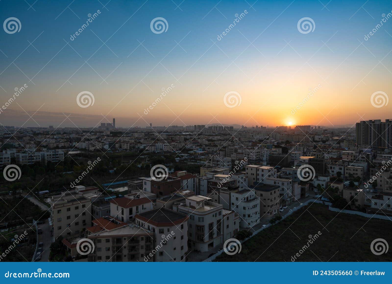 Chinese Suburb in Sunset Time Editorial Image - Image of rooftops, town ...