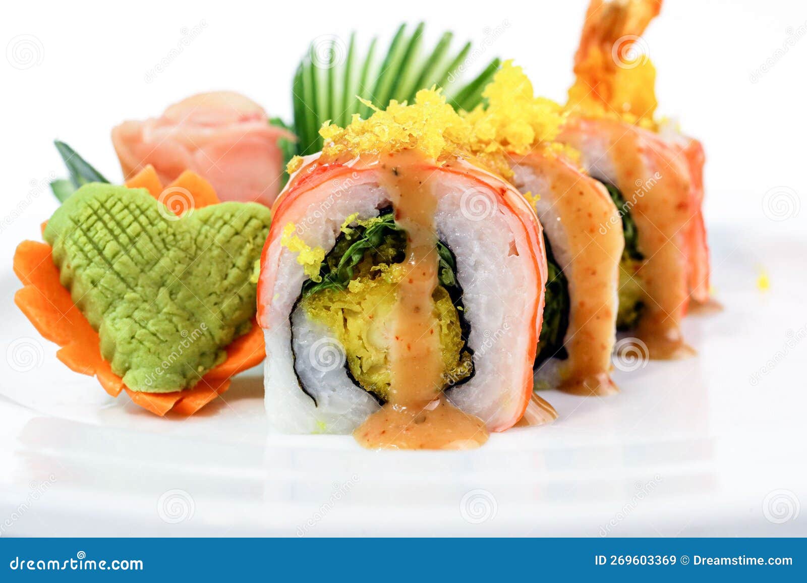 Chinese Sushi Set on White Background Stock Image - Image of sauce ...