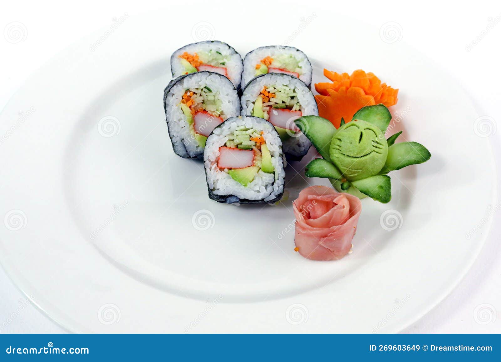 Chinese Sushi Set on White Background Stock Image - Image of sushilover ...