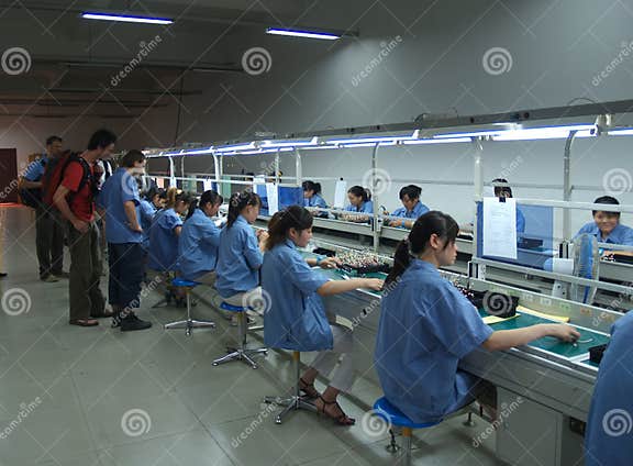 Chinese sweatshop interior editorial photo. Image of electronic - 4185261