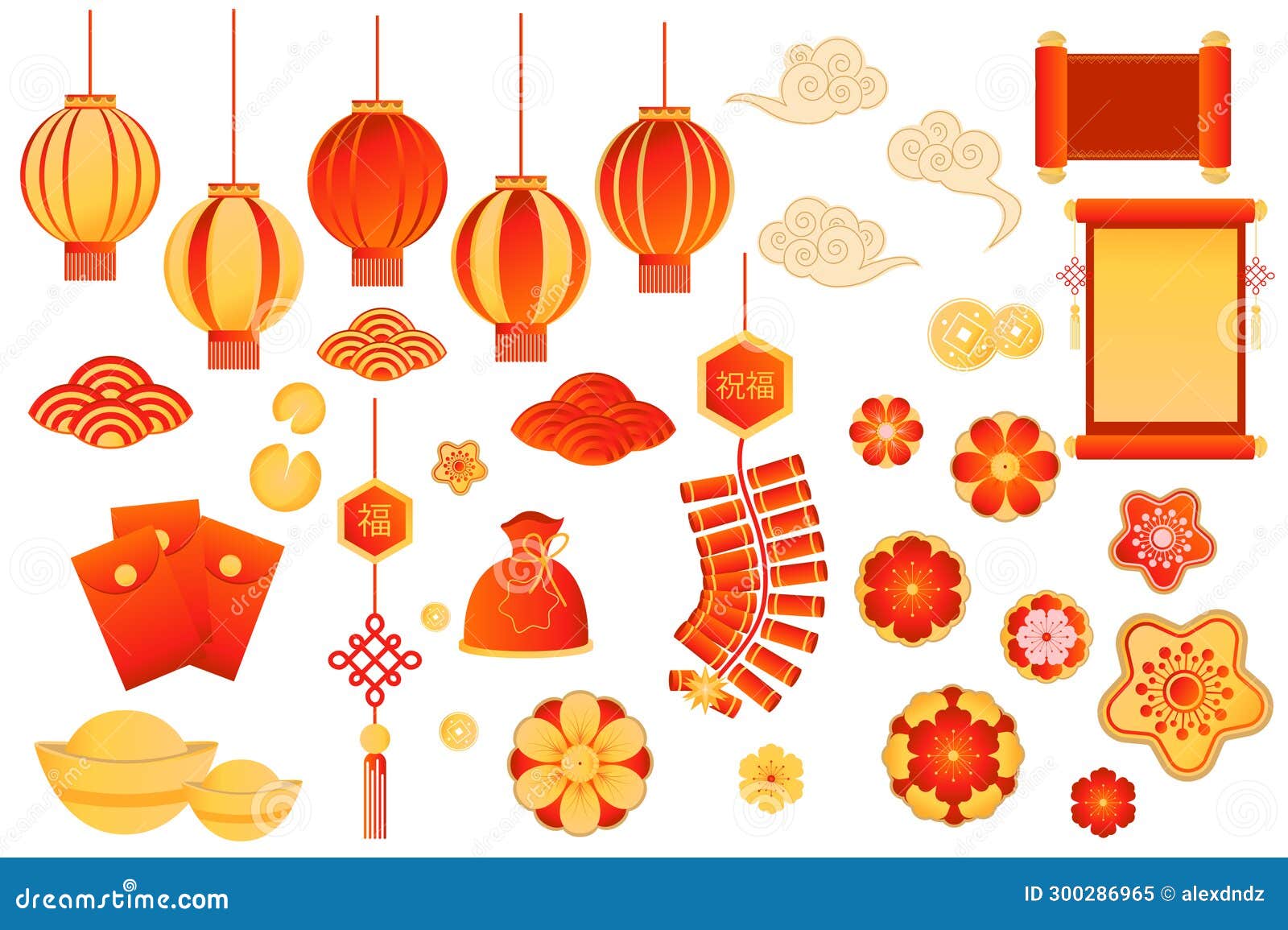 Chinese Symbols Mega Set in Flat Design. Vector Illustration Isolated ...