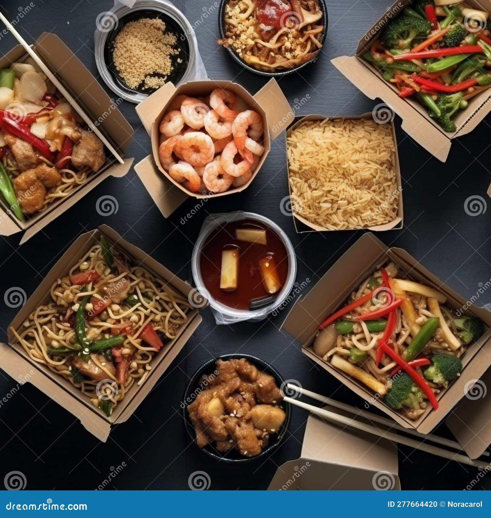 Chinese Take Away Boxes Food Generative AI Stock Illustration ...