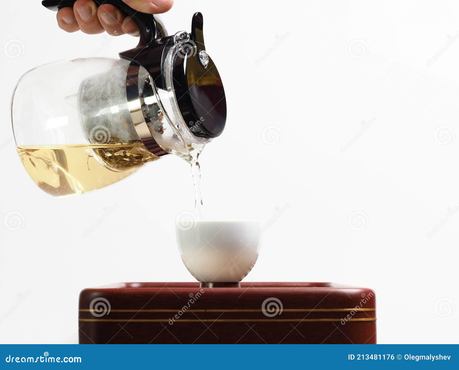 Traditional Chinese Tea Ceremony Pouring Cup from Transparent Teapot ...