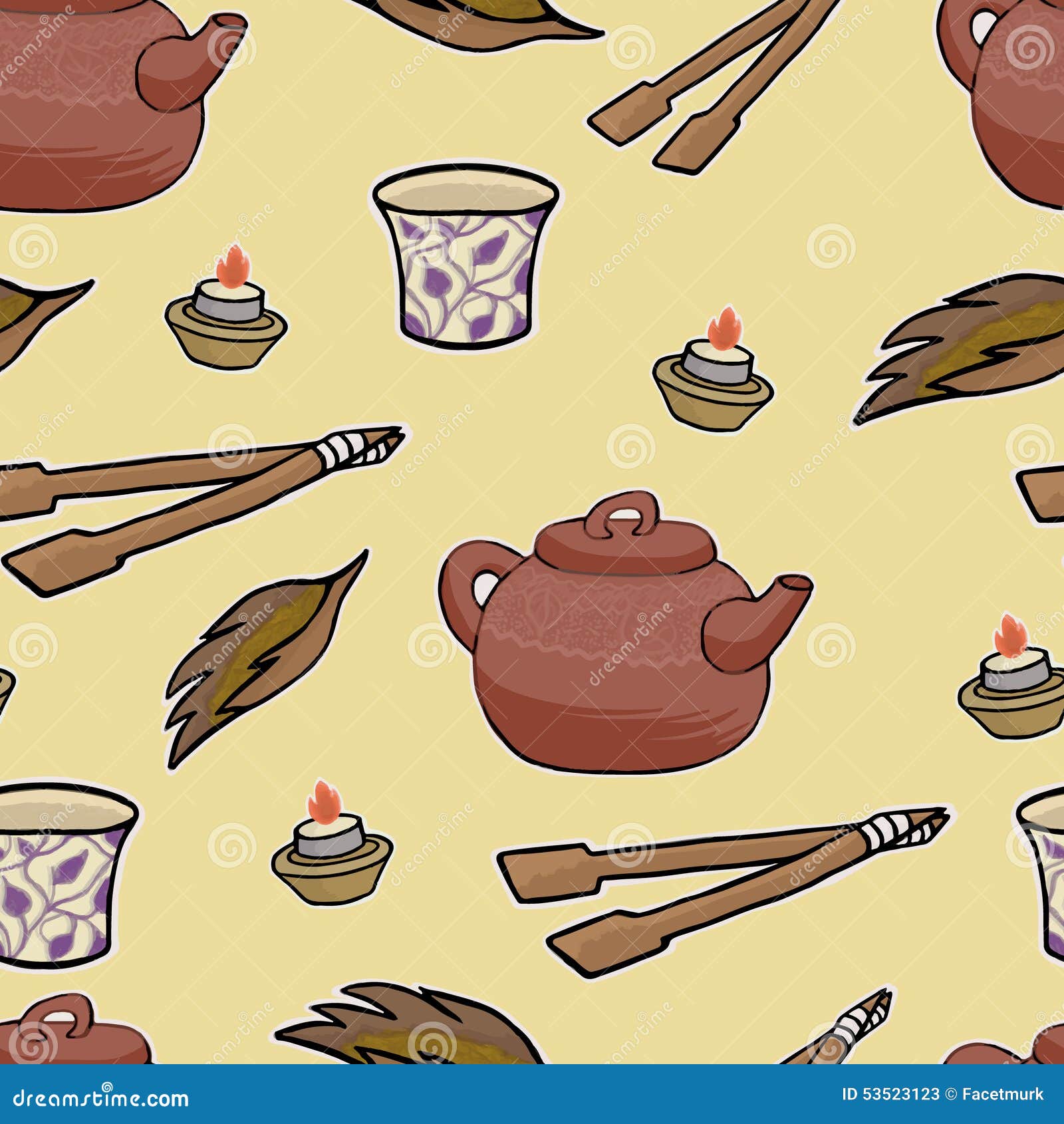 Chinese Tea Ceremony Vector Pattern Stock Vector - Illustration of ...