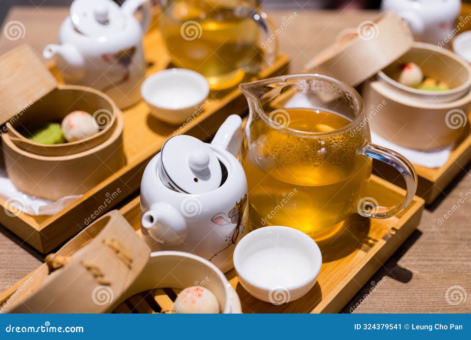 Chinese Tea with Dim Sum in Tea House Stock Image - Image of cooked ...