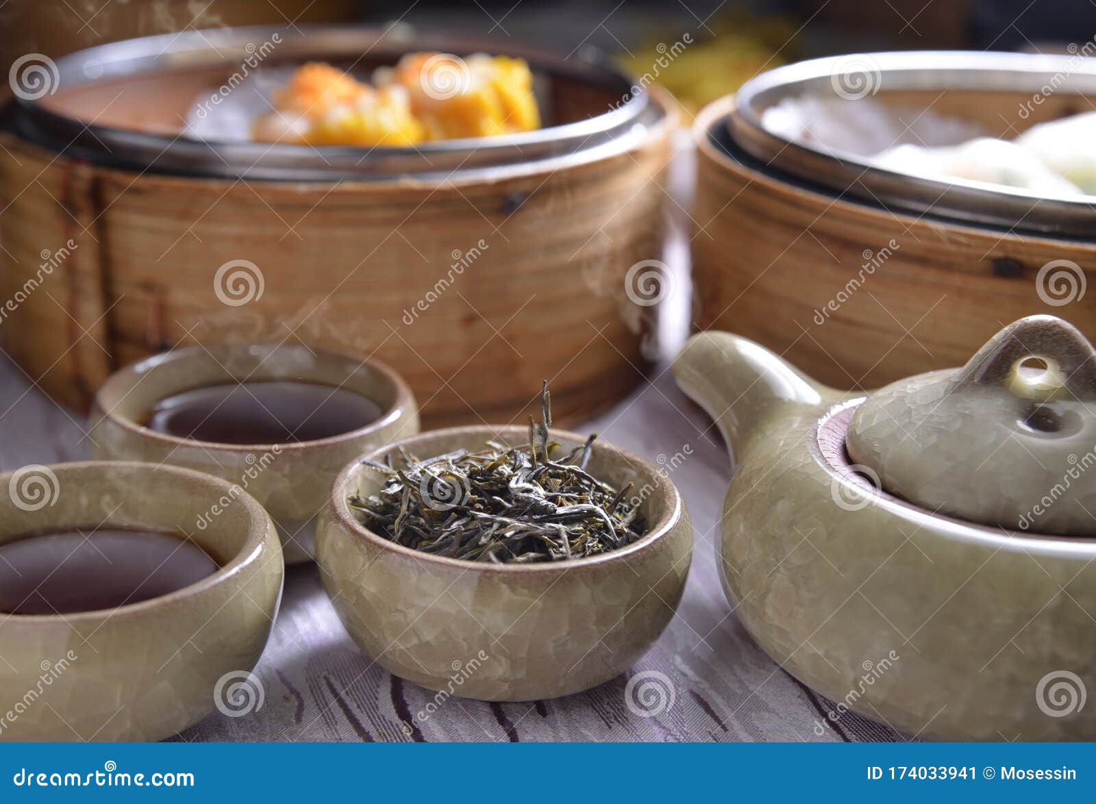 Chinese Tea leaf and pot stock image. Image of strong - 174033941