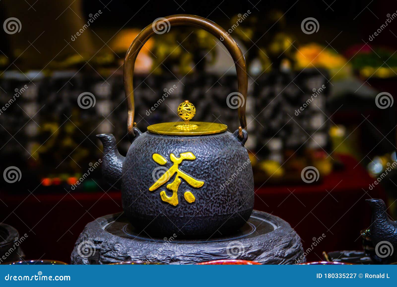 Chinese Tea Pot on Black Background Stock Image - Image of black, farm ...