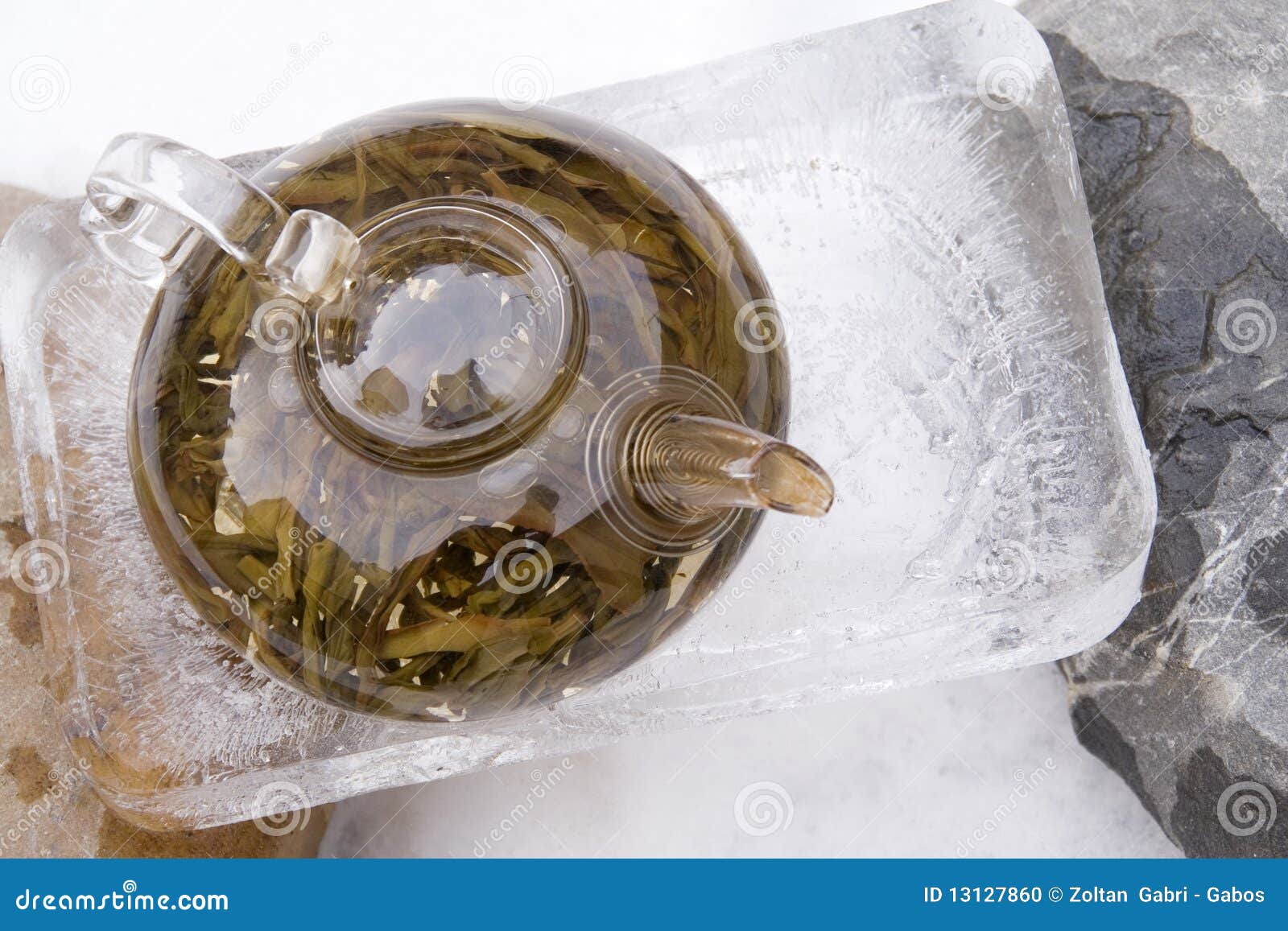 Chinese Tea Pot on Ice stock photo. Image of greentea - 13127860