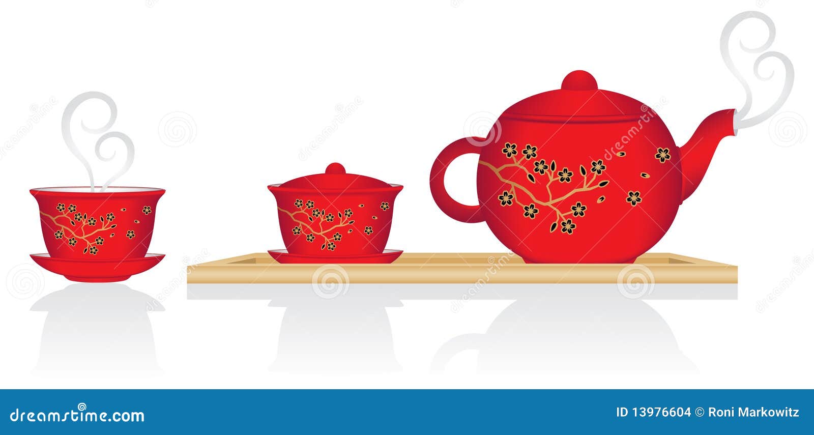 Chinese Tea Service stock vector. Illustration of reflection - 13976604
