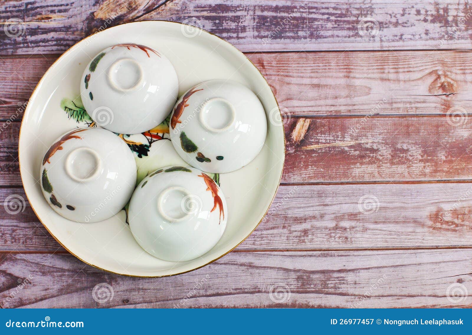 Chinese Tea Set with Cups on Wooden Background Stock Image - Image of ...