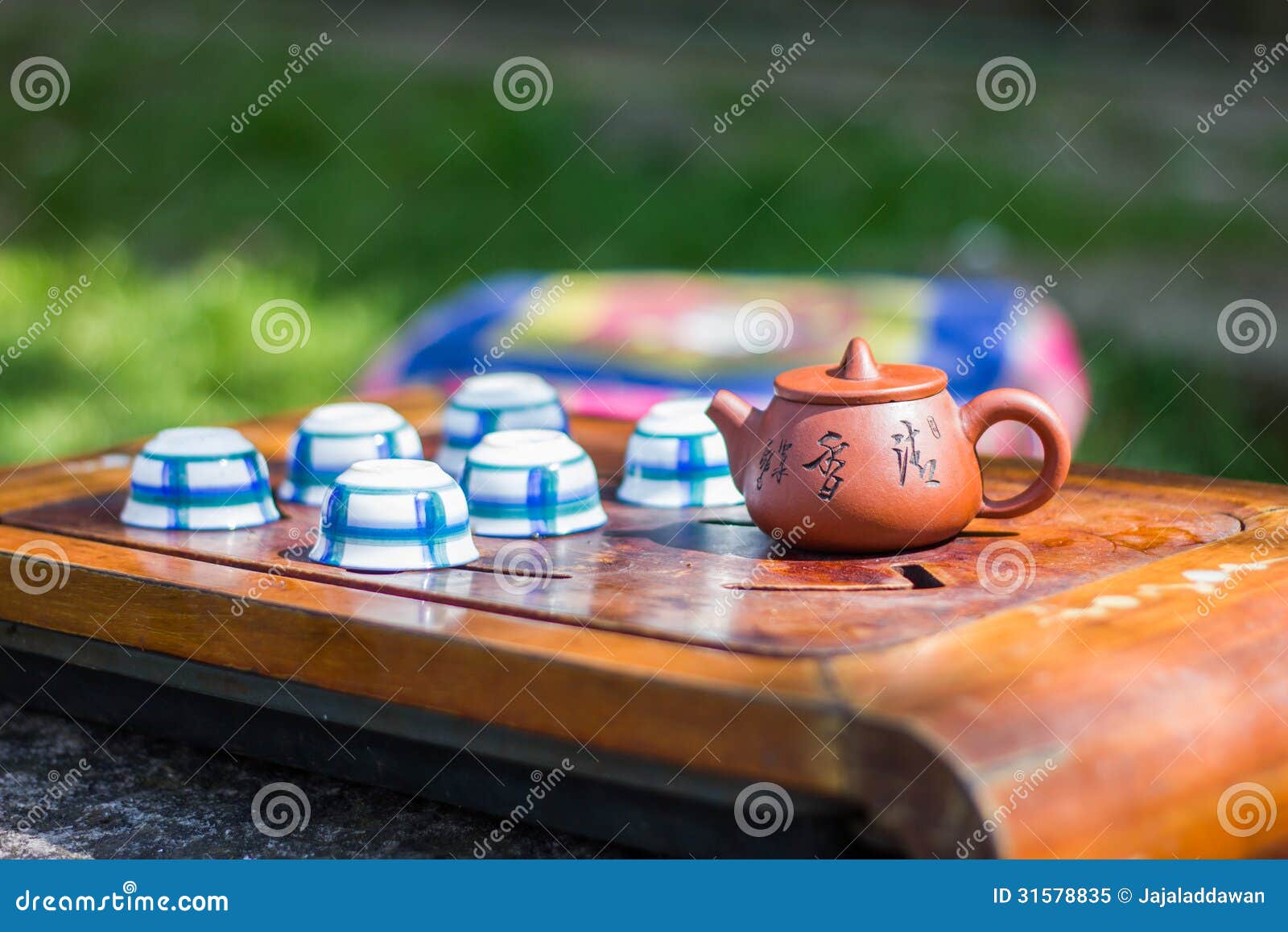 Chinese tea set in garden stock image. Image of chinese - 31578835