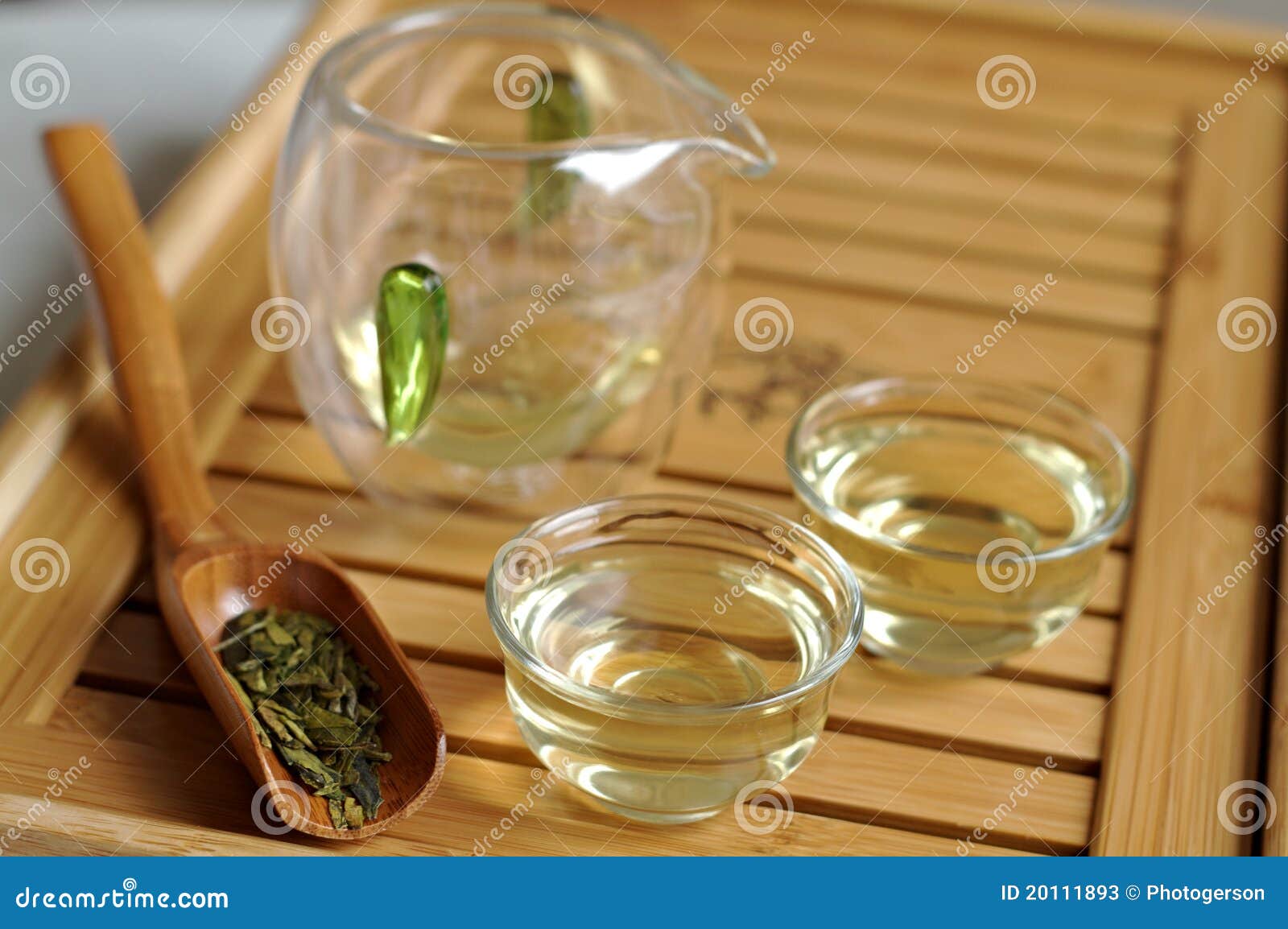 Chinese Tea Set with Green Tea Stock Image - Image of glass, teacup ...