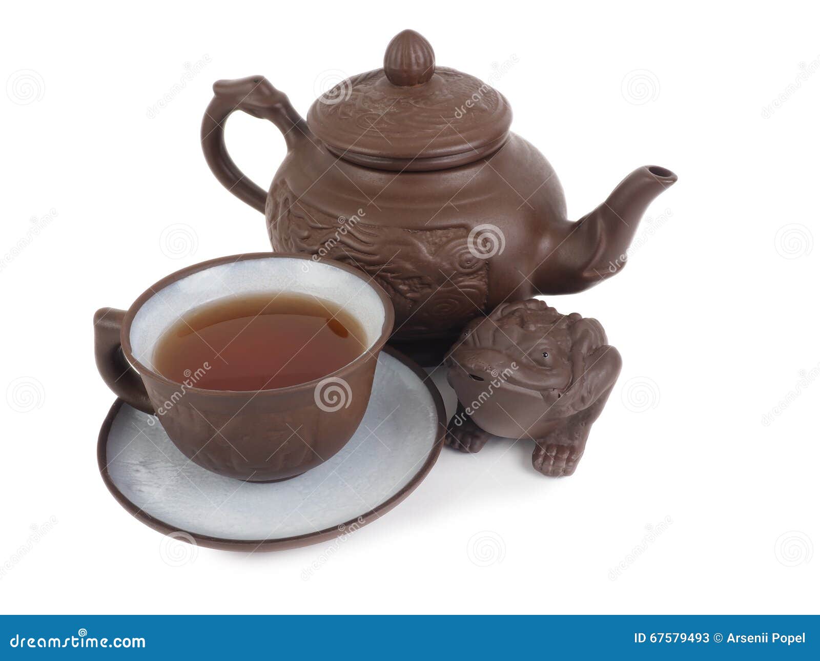 Chinese Tea Set Isolated on a White Background Stock Image - Image of ...