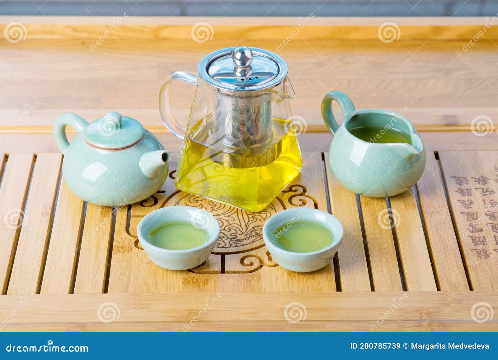 Chinese Tea Set with Pot and Cups on White. Tea Ceremony Tableware Set ...