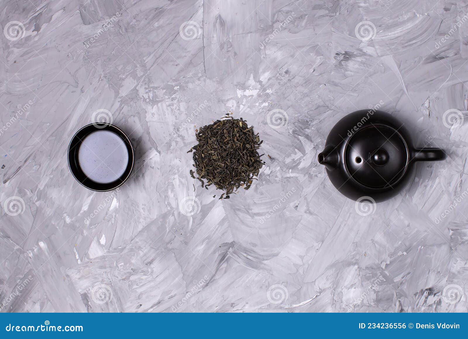 Chinese Tea Set Top View on Gray Concrete Background Stock Photo ...
