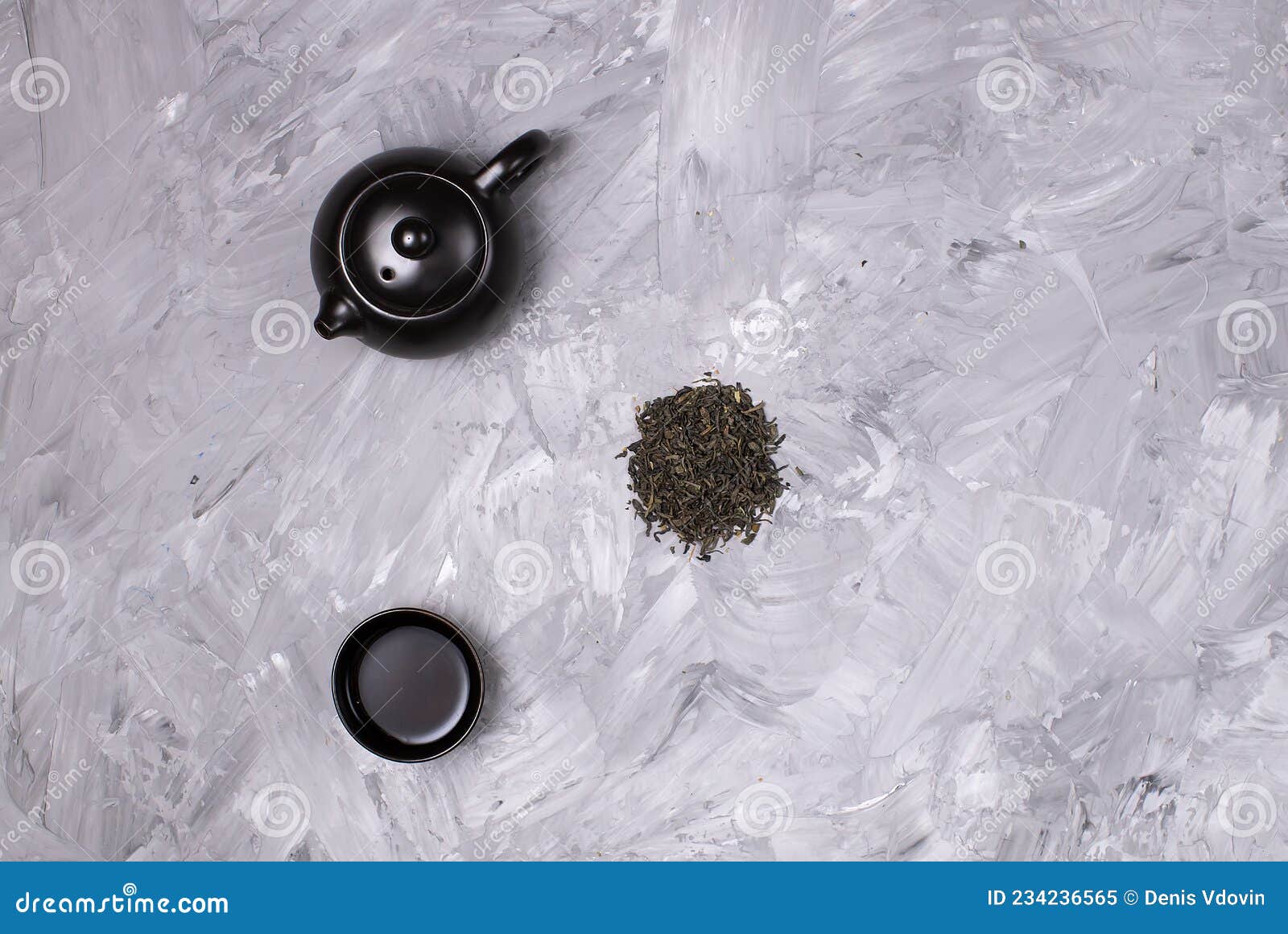 Chinese Tea Set Top View on Gray Concrete Background Stock Image ...
