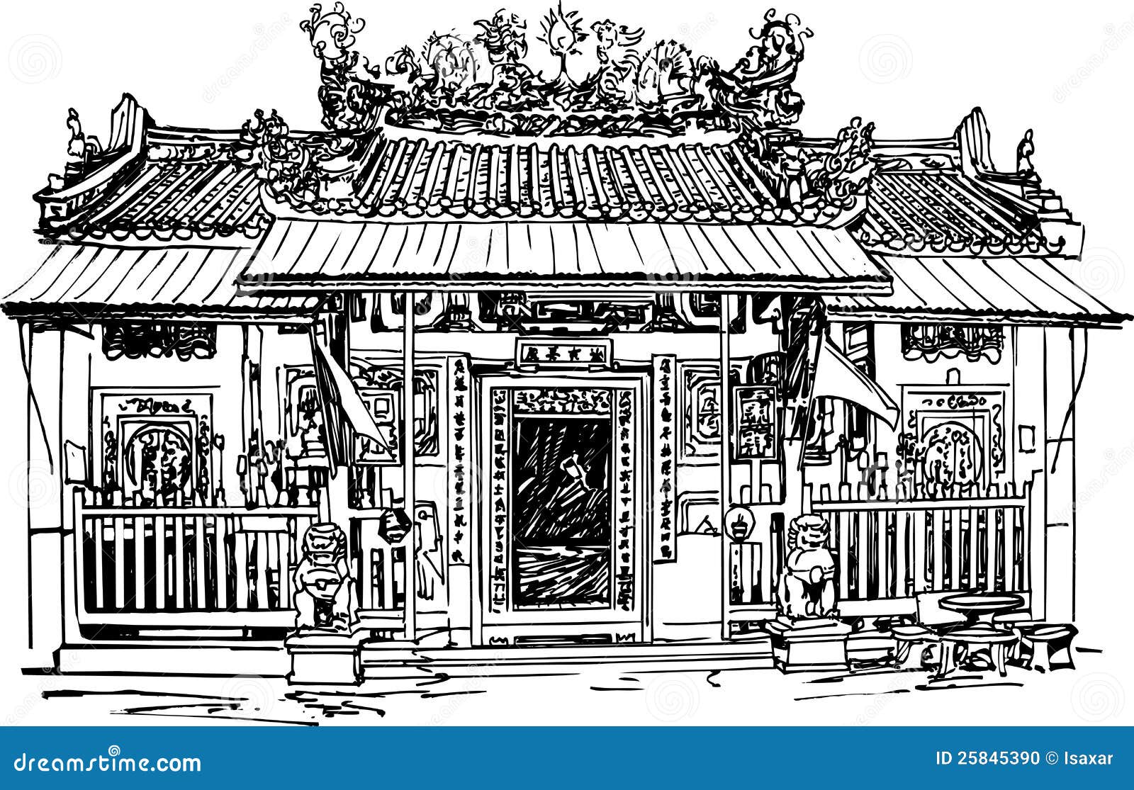 Chinese Temple Drawing
