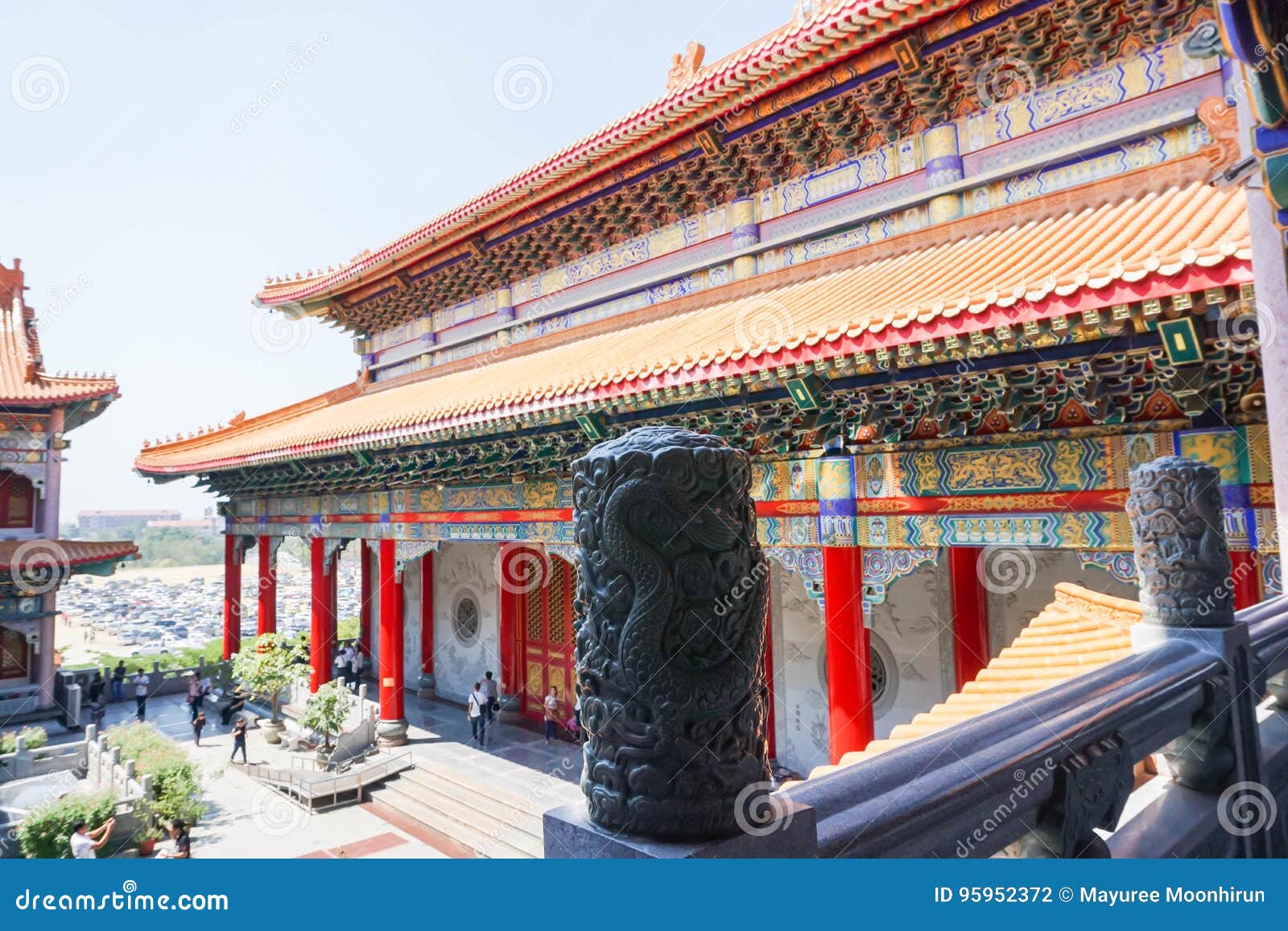 Chinese Temple Architecture Design Background Stock Photo - Image of ...