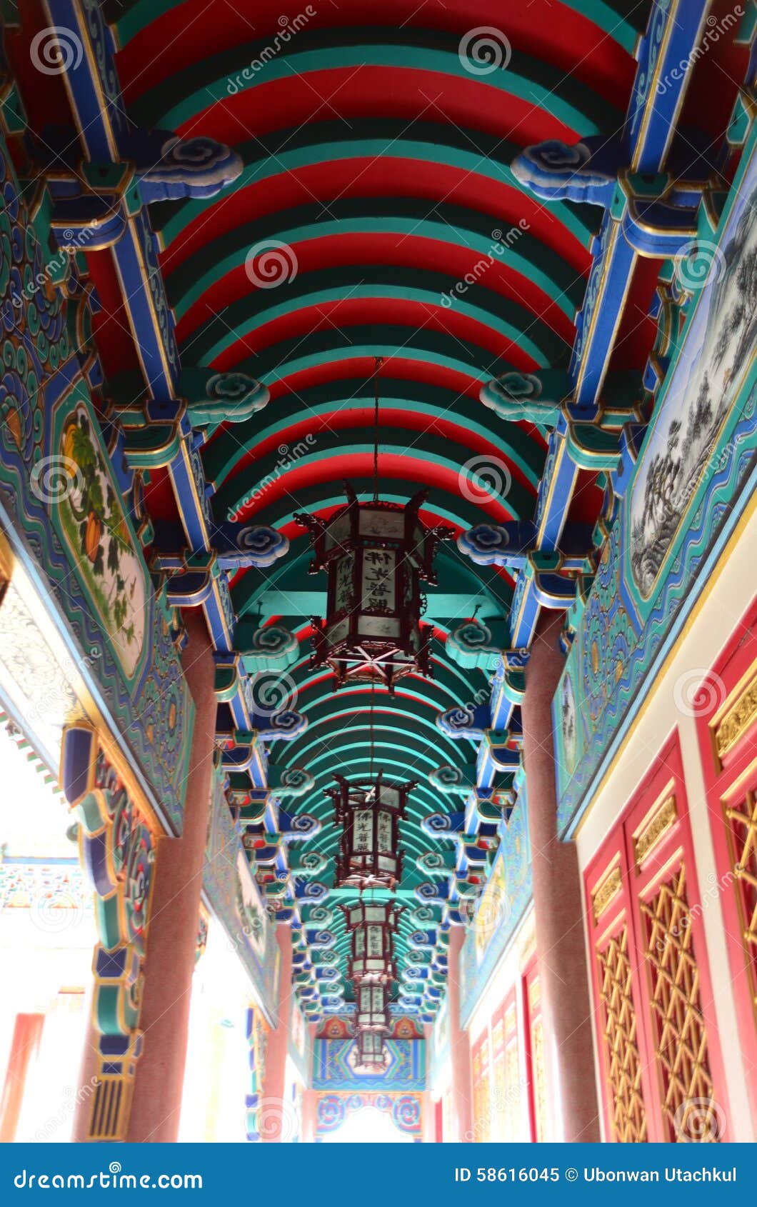 Chinese temple ceiling stock image. Image of colorful - 58616045