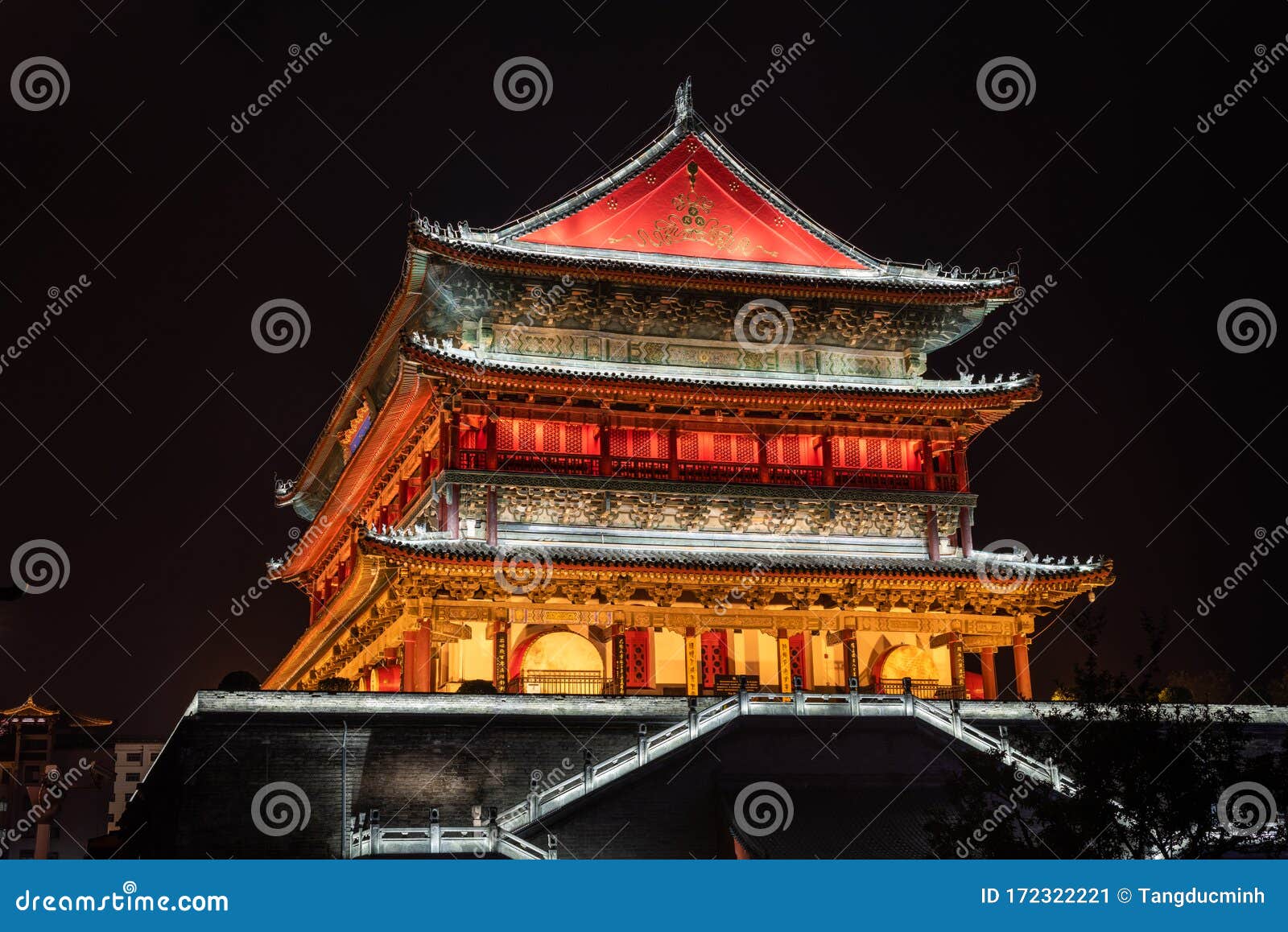 Chinese Temple Gate in Xian Stock Image - Image of architecture, city ...