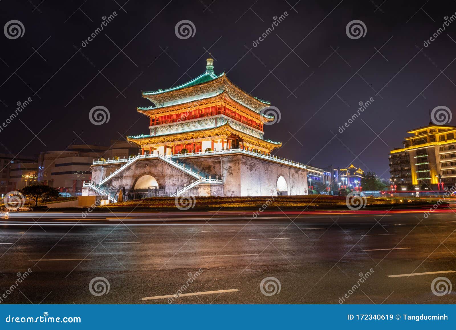 Chinese Temple Gate in Xian Stock Image - Image of building, landmark ...